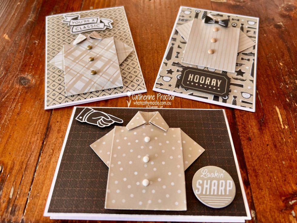 Stampin' Up! Sahara Sand Origami Men's Shirt Card - What Cathy Made
