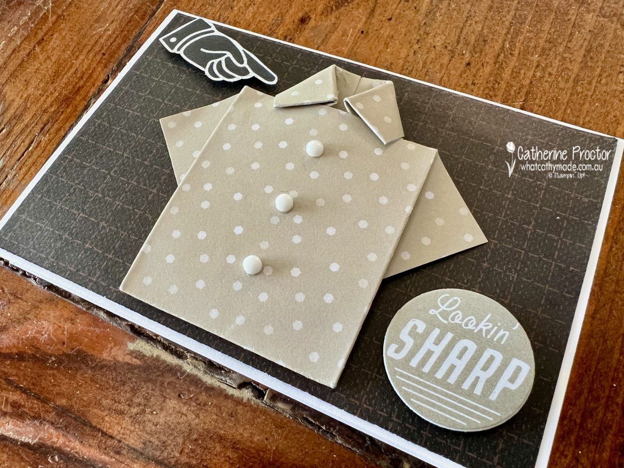 Stampin' Up! Sahara Sand Origami Men's Shirt Card - What Cathy Made