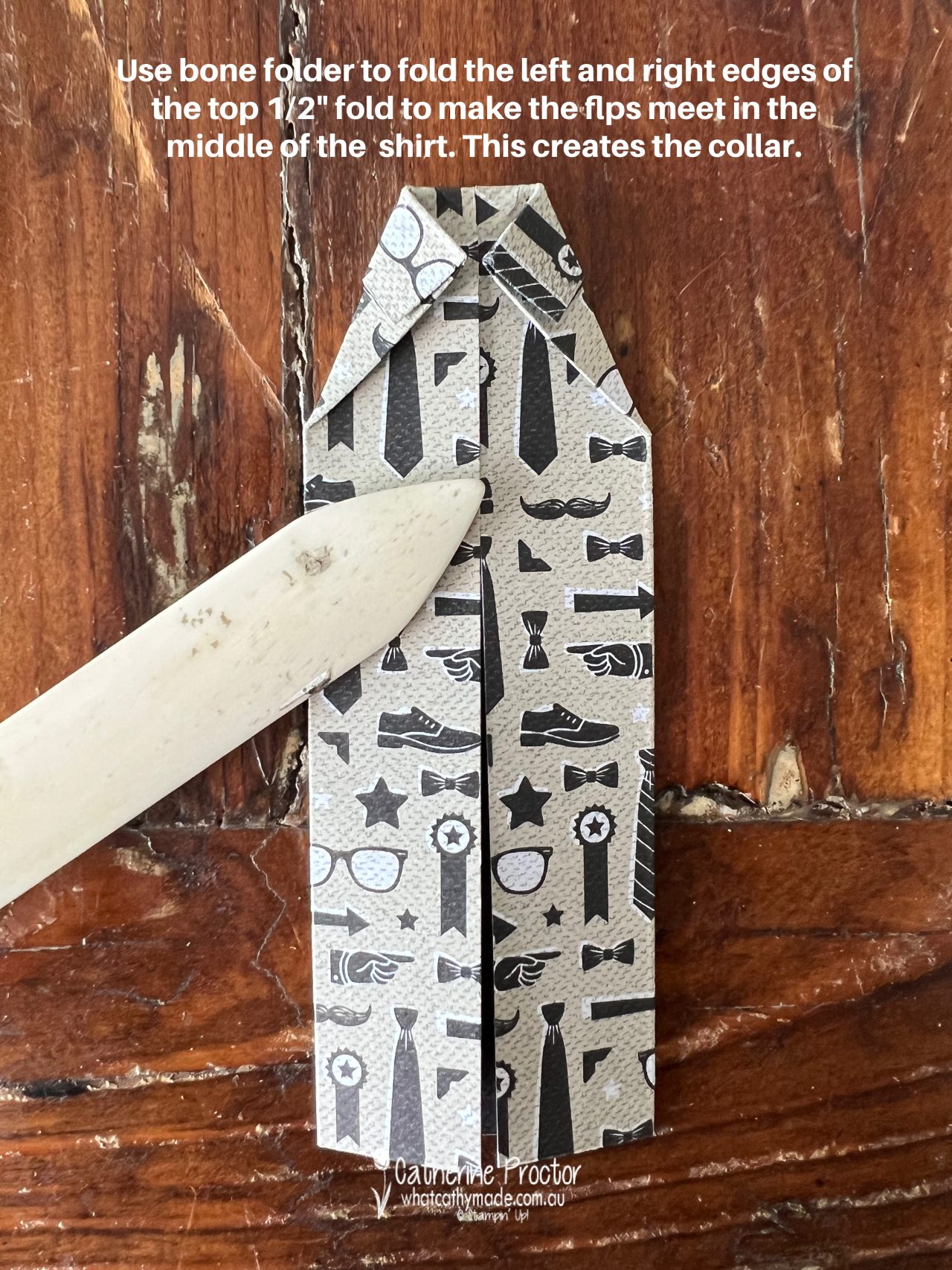 Stampin' Up! Sahara Sand Origami Men's Shirt Card - What Cathy Made