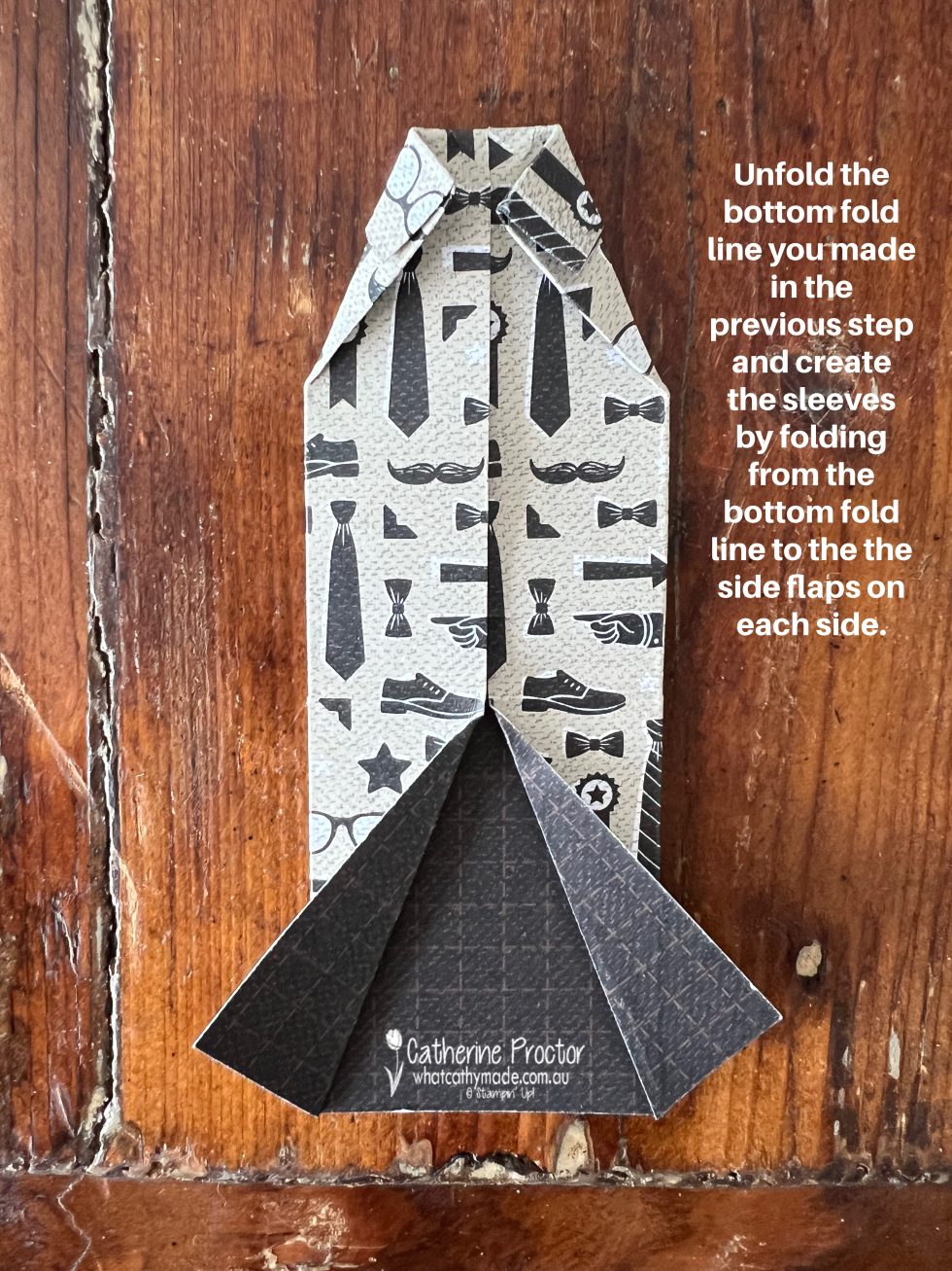 Stampin' Up! Sahara Sand Origami Men's Shirt Card - What Cathy Made