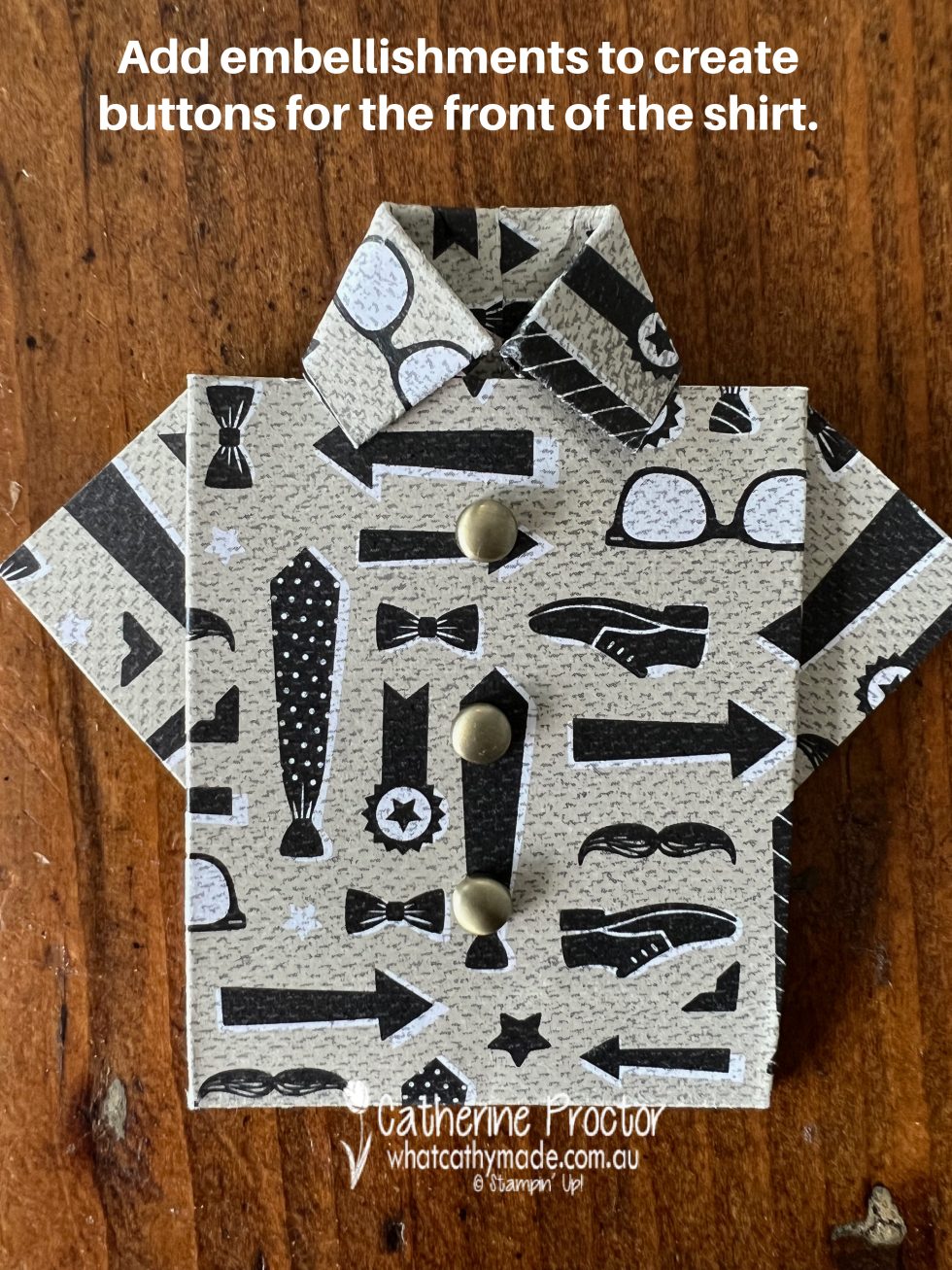 Stampin' Up! Sahara Sand Origami Men's Shirt Card - What Cathy Made