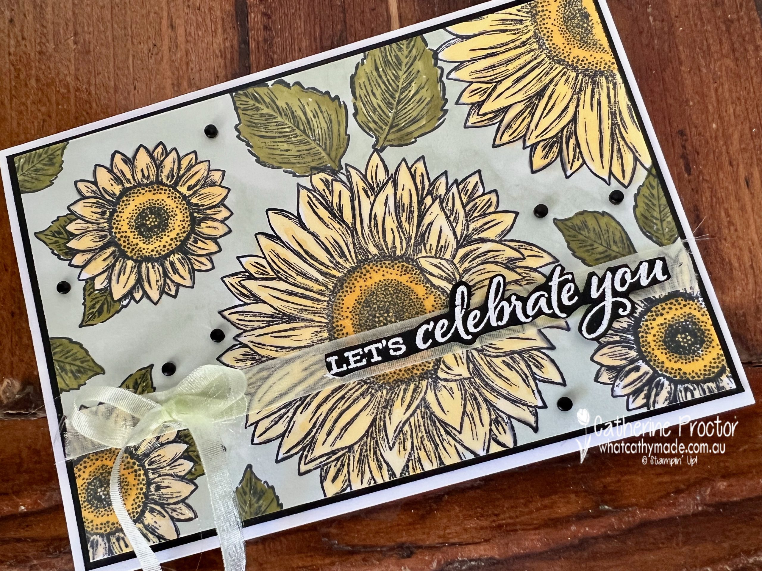 Stampin' Up! Soft Sea Foam Celebrate Sunflowers Card - What Cathy Made