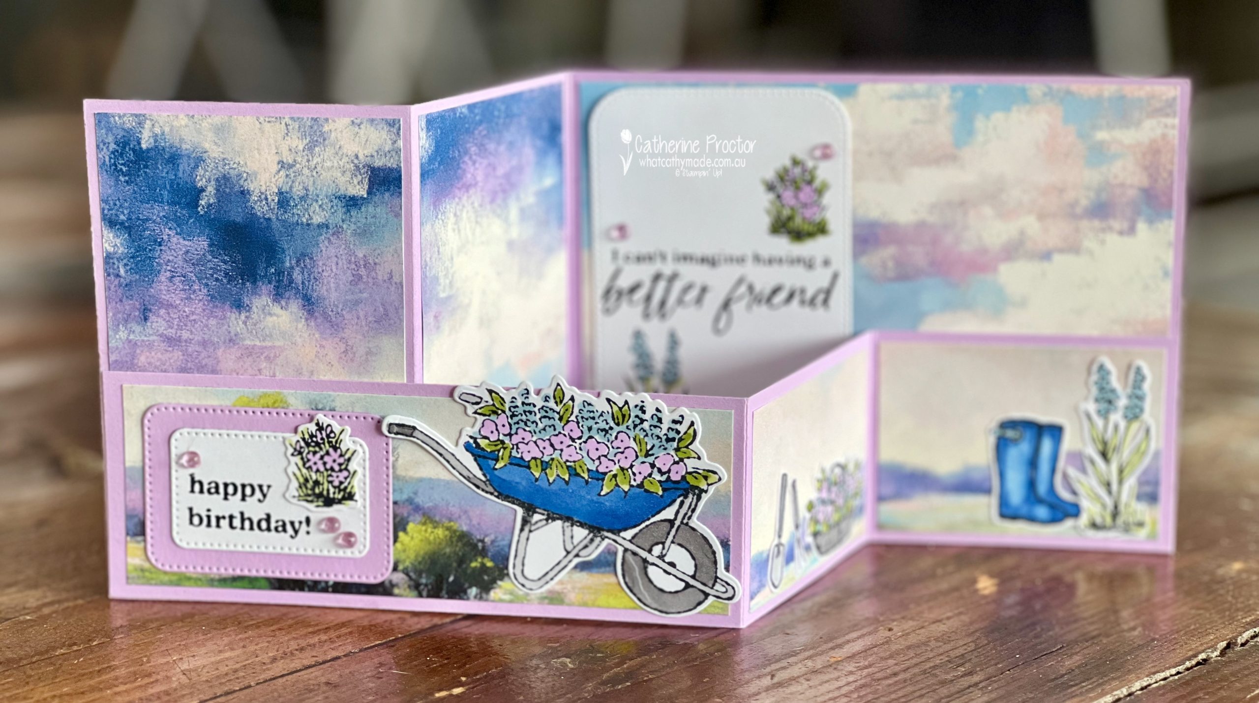 Stampin' Up! Fresh Freesia Fancy Fold Card - What Cathy Made