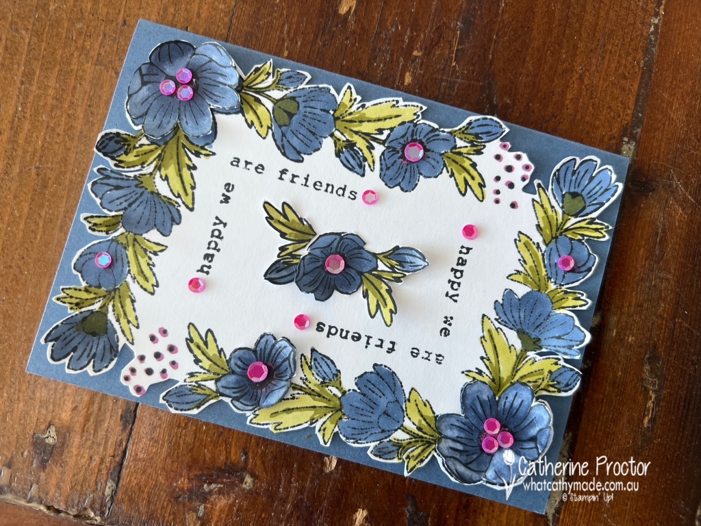 Stampin' Up! Corner in Bloom Misty Moonlight Card - What Cathy Made