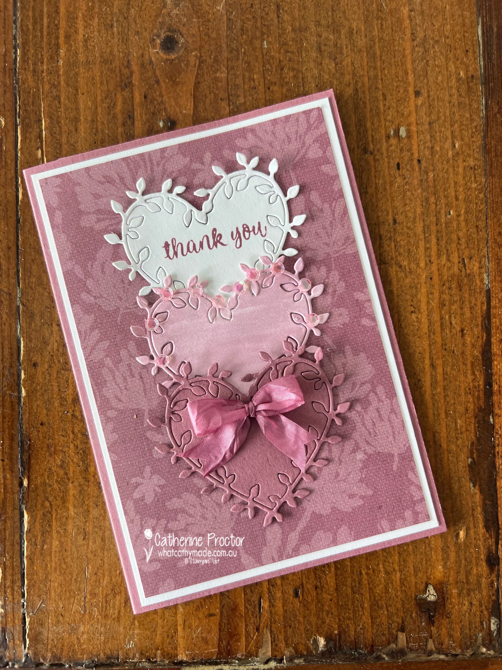 Stampin' Up! Heart Shaped Bundle Moody Mauve Card - What Cathy Made