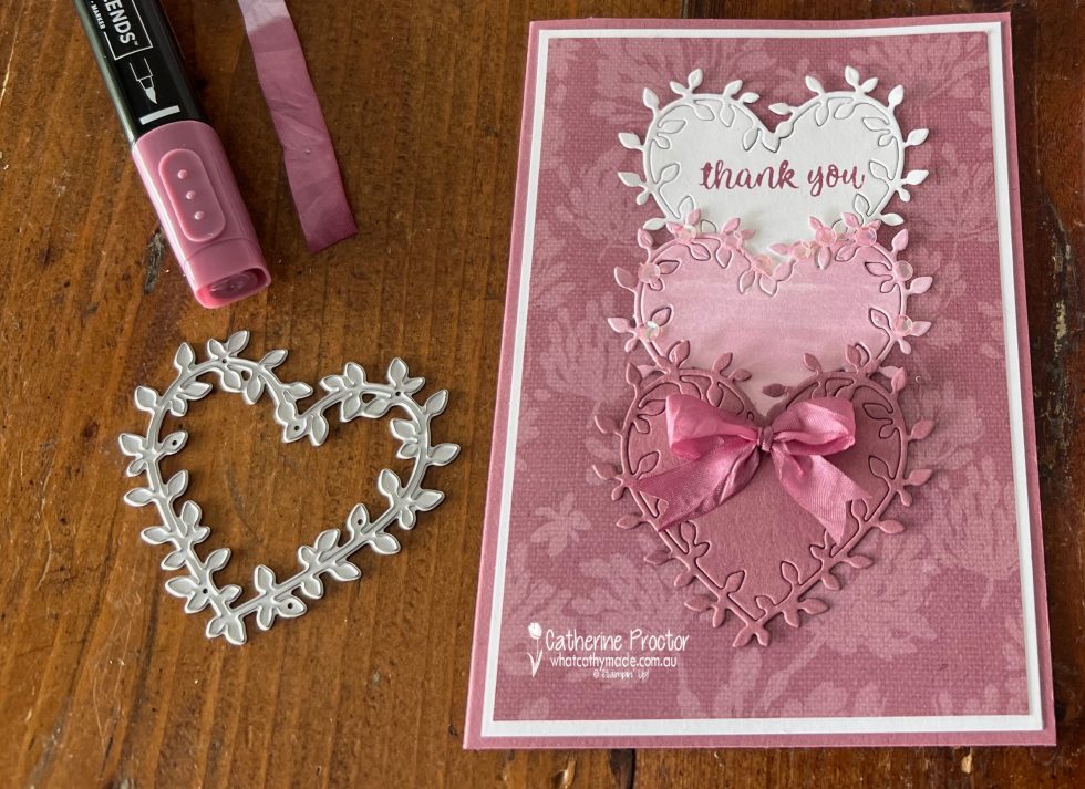 Stampin' Up! Heart Shaped Bundle Moody Mauve Card - What Cathy Made
