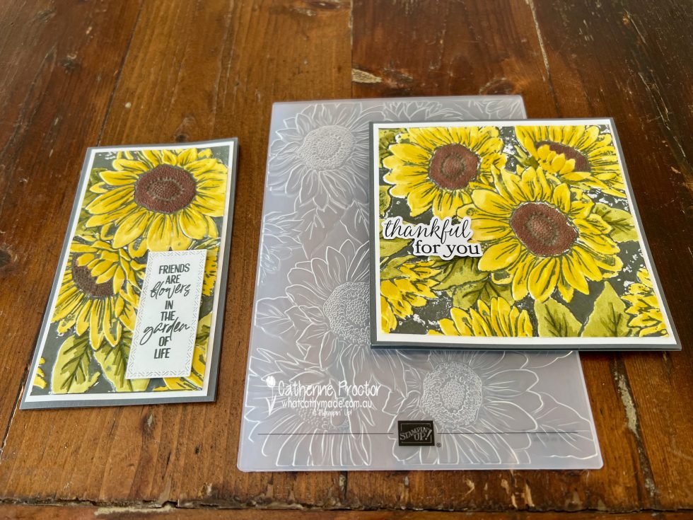 Basic Gray and Sunflower 3D Embossing Folder Cards - What Cathy Made
